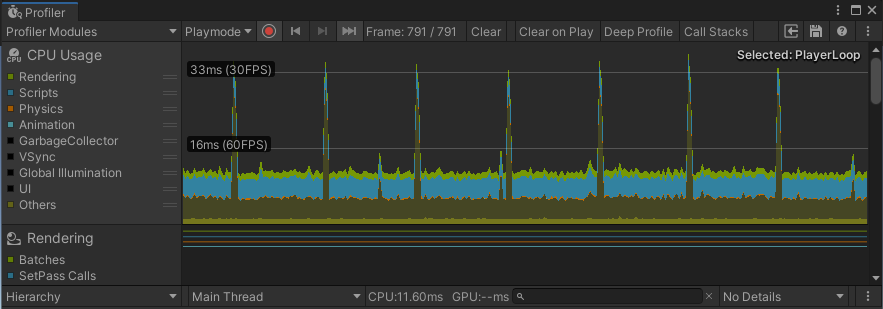Unity Profiler-vinduet