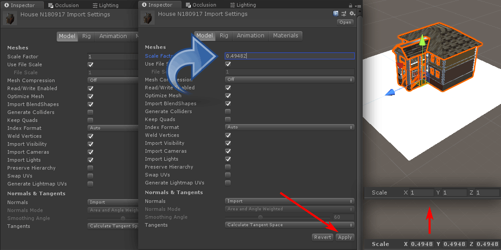 Unity 3D-skalafaktorinnstillinger